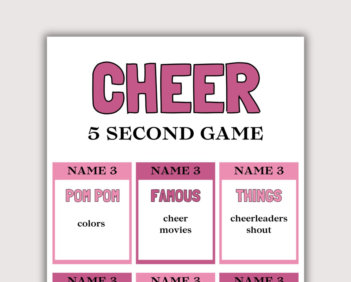 Cheer 5 Second Game Game, Fun Cheerleading Party Game, Cheer Bonding ...