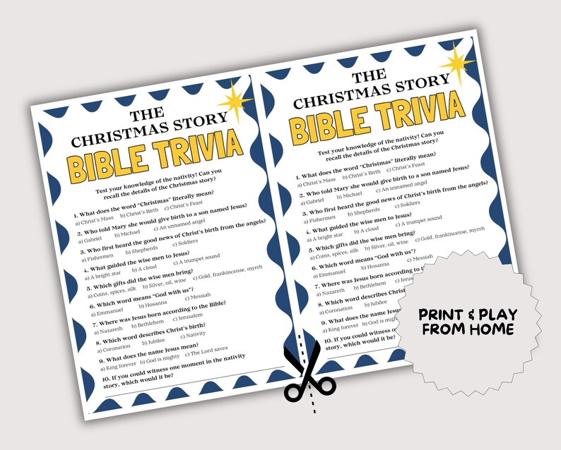 The Christmas Story Bible Trivia Game, Christian Christmas Game for ...