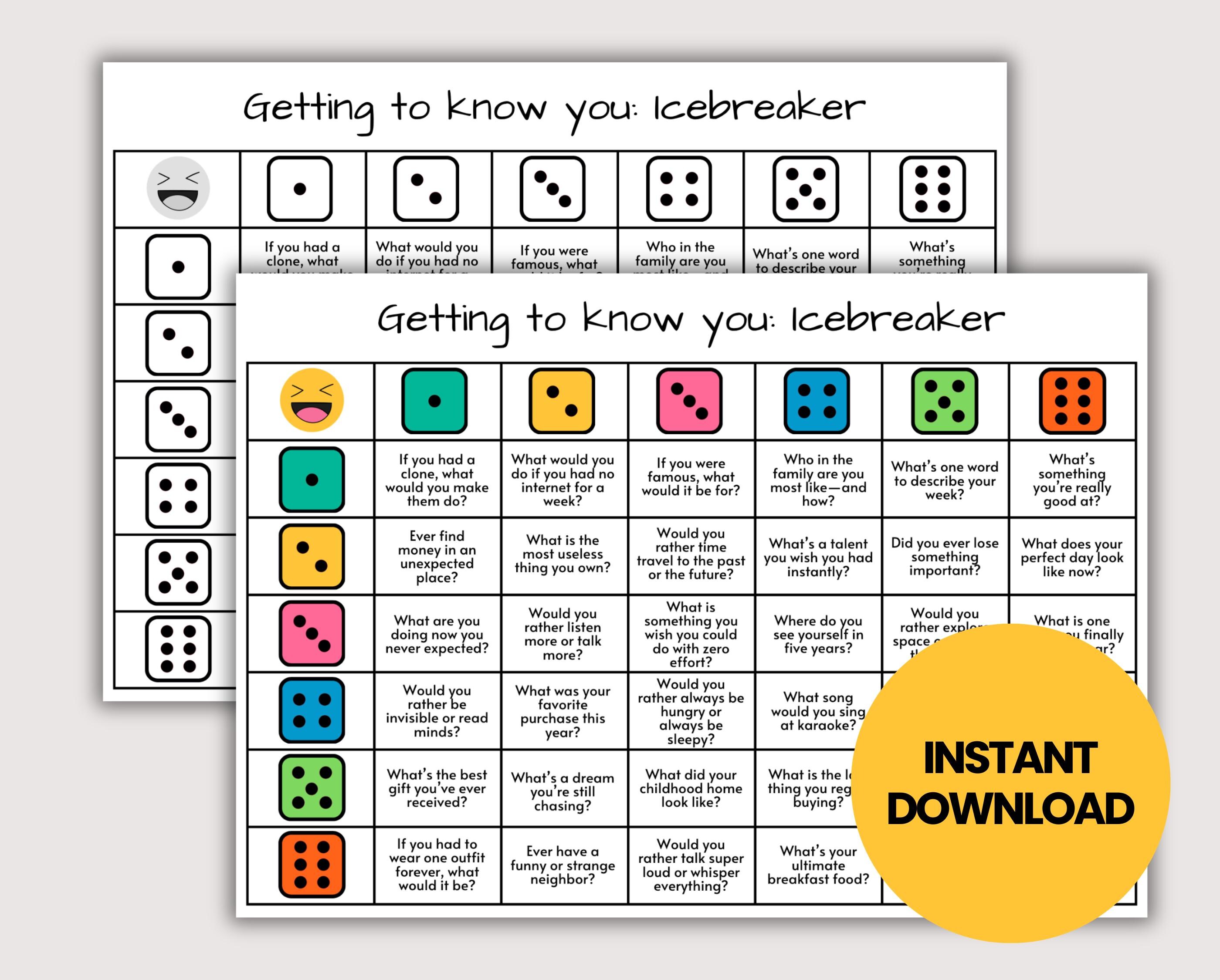 Funny Icebreaker Game, Icebreaker Activity Roll and Tell, Team Building ...