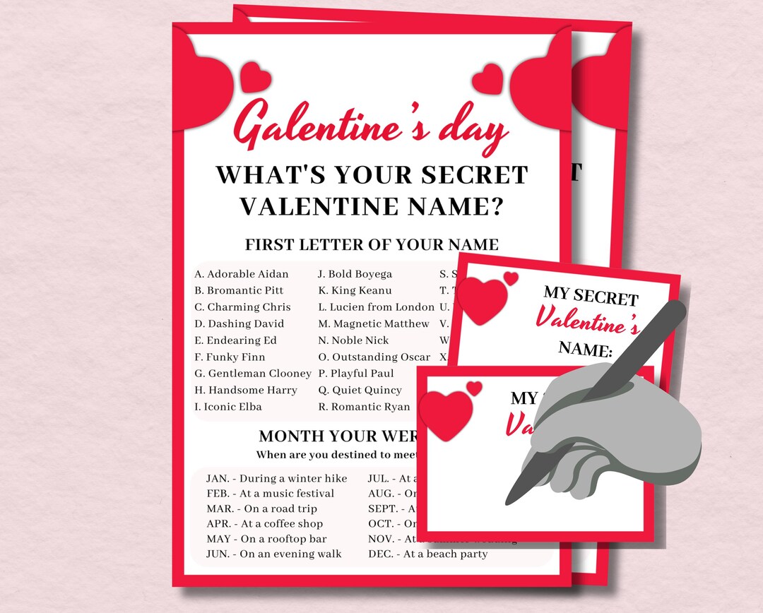 What's Your Valentine Name Game, Funny Valentines Day Party Game for ...