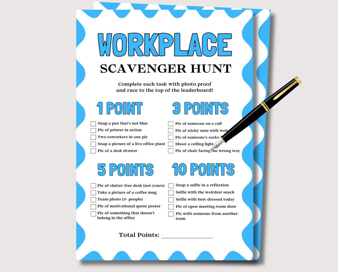 Workplace Scavenger Hunt Game, Fun Team Building Game for Staff, Office ...