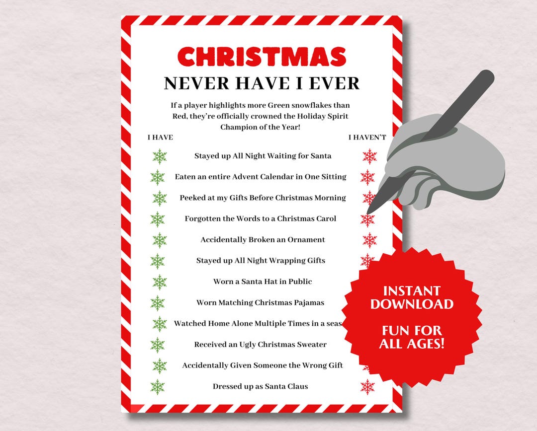 Christmas Never Have I Ever Game, Funny Christmas Game for Kids and ...