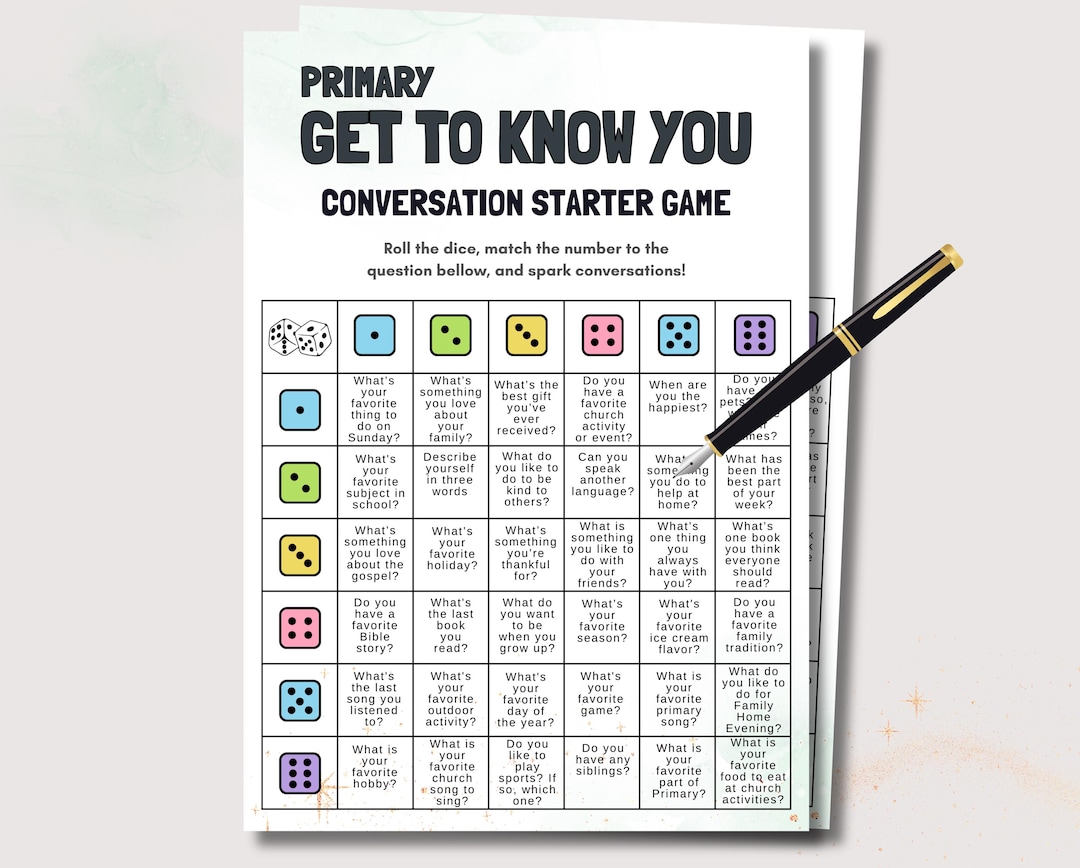 LDS Primary Activity, LDS Printable Icebreaker Game, Sunday School ...