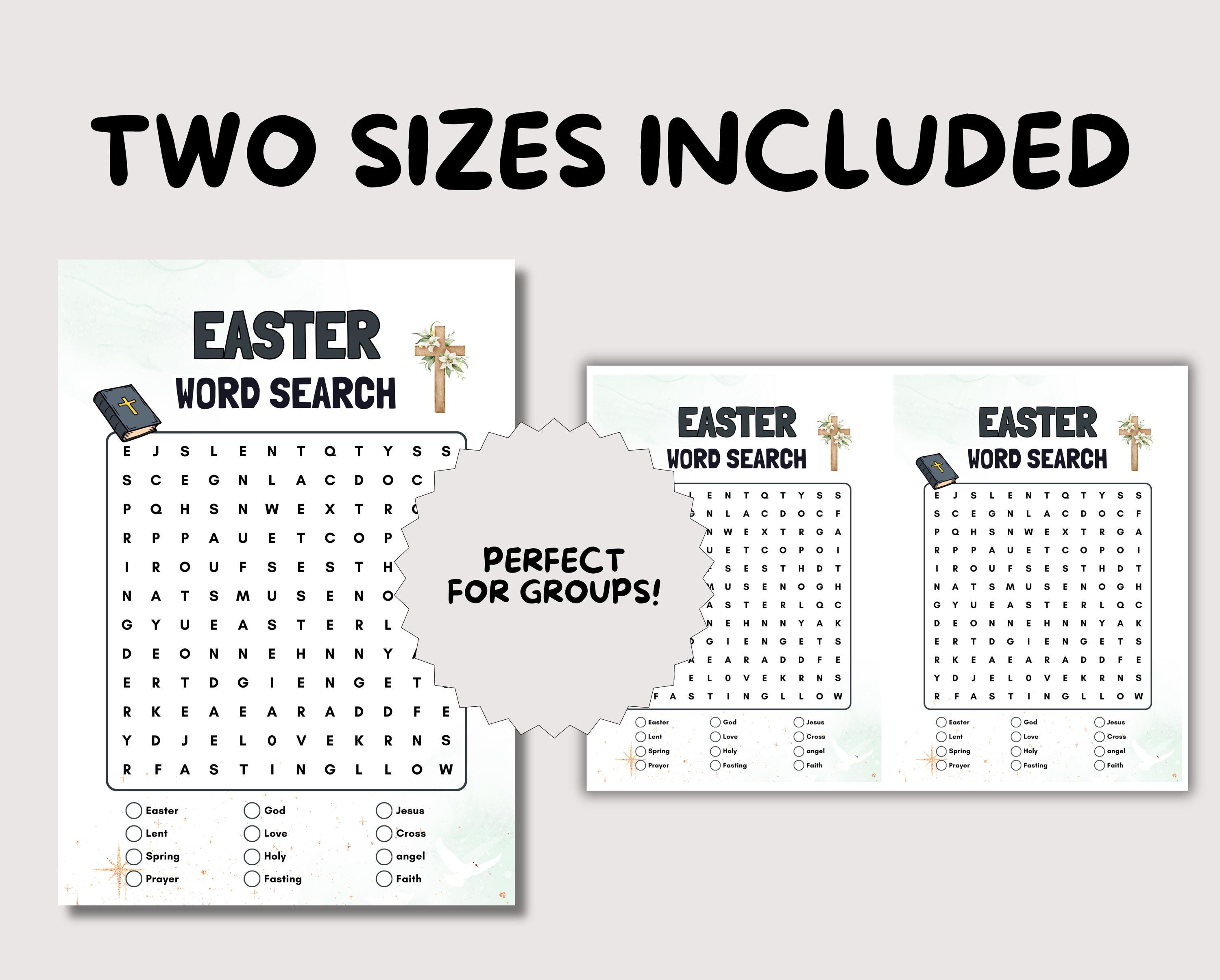 Bible Word Search, Lent Word Search Easter, Printable Church Family ...