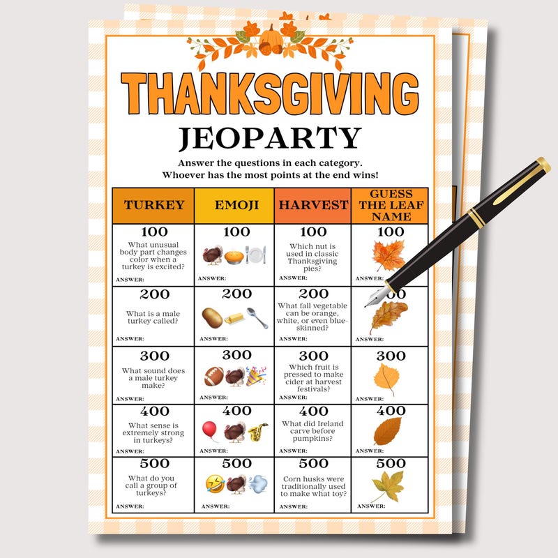 Thanksgiving Jeopardy - Etsy