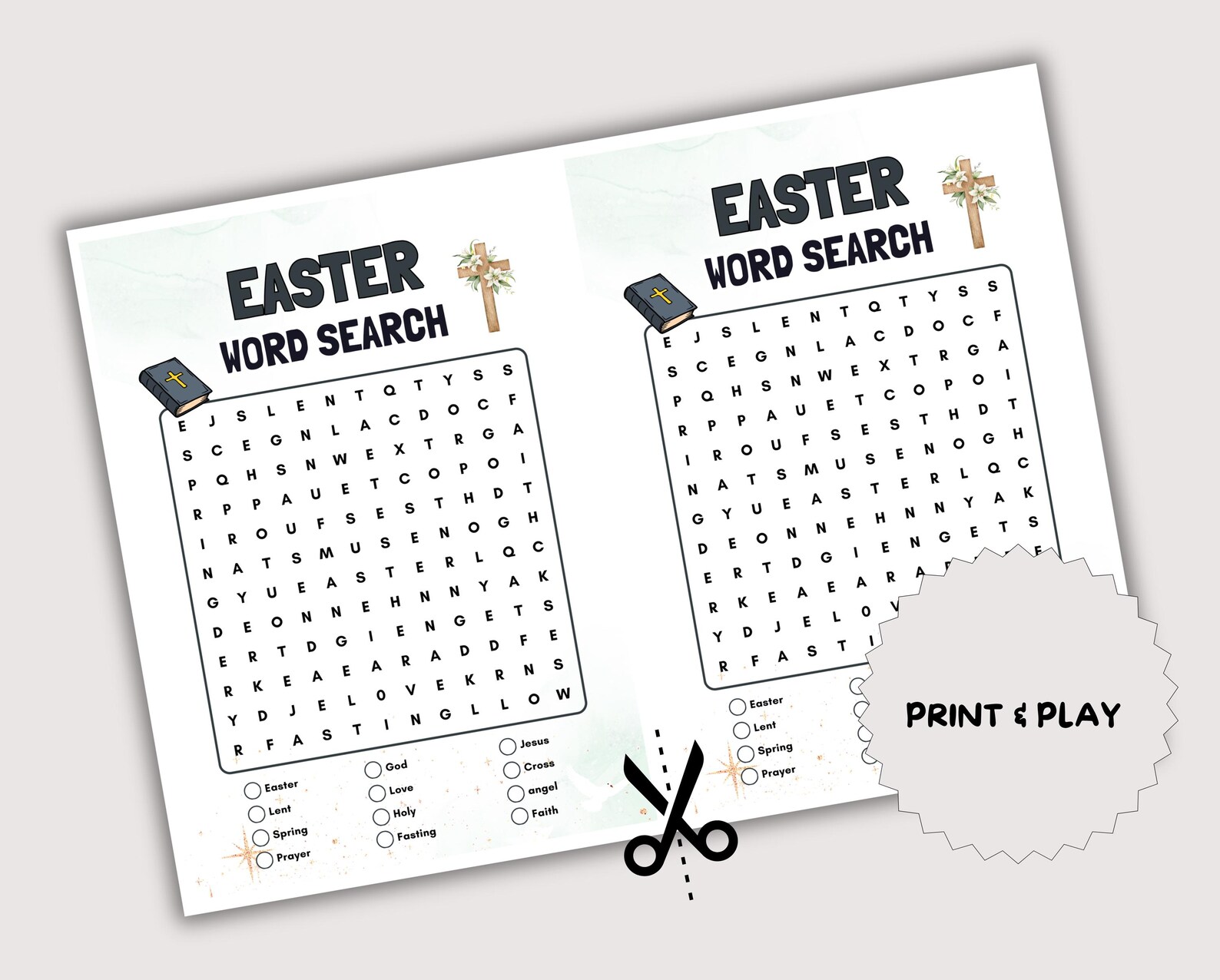 Bible Word Search, Lent Word Search Easter, Printable Church Family ...