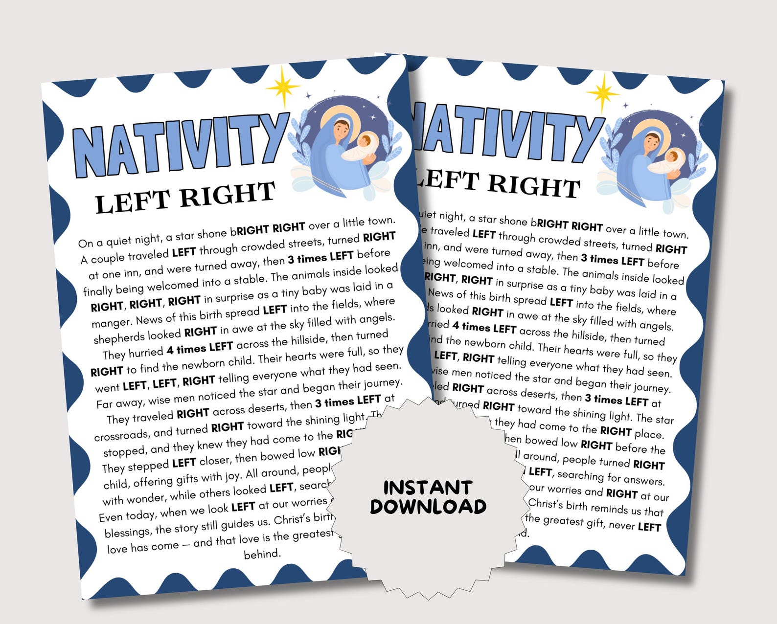 Nativity Left Right Game, Christian Christmas Game for Kids Adults ...