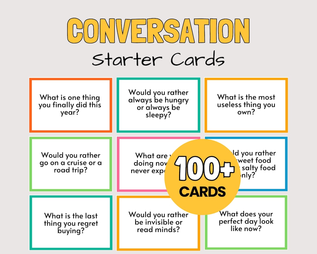 Fun Conversation Starter Cards, Printable Ice Breaker Game for Adults ...