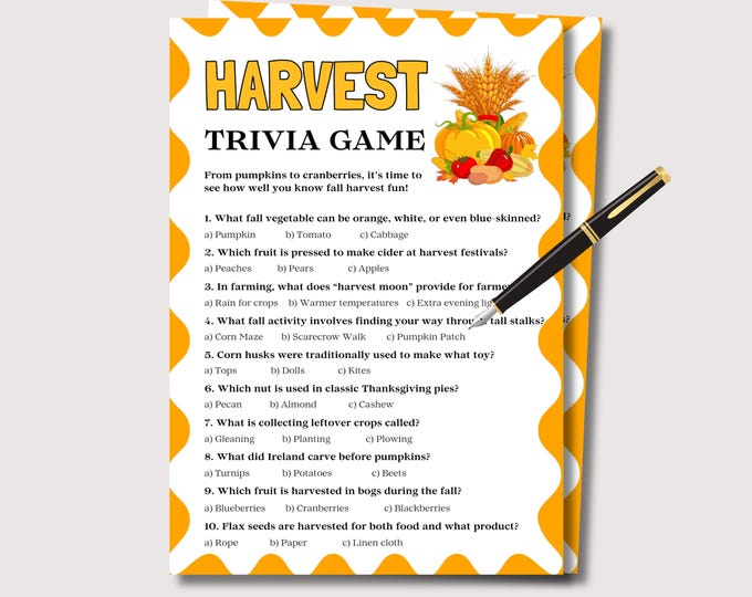 Autumn Trivia Game, Fall Trivia Game, Autumn Seniors Game, Autumn ...
