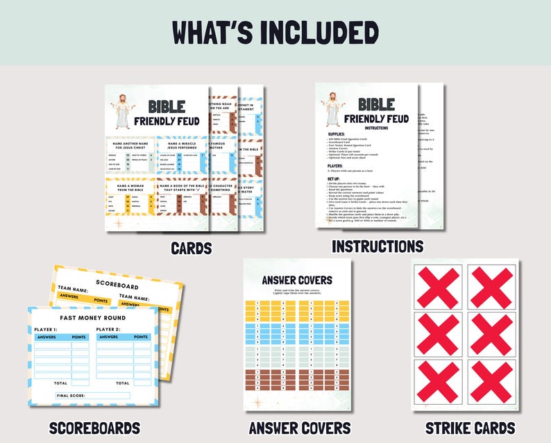 Bible Friendly Feud Bible Games Printable Church Games, Bible Trivia ...