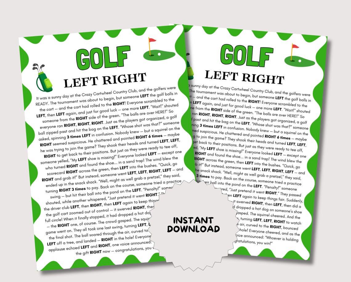 Golf Party Left Right Game, Golf Party Games, Golf Birthday Games for ...