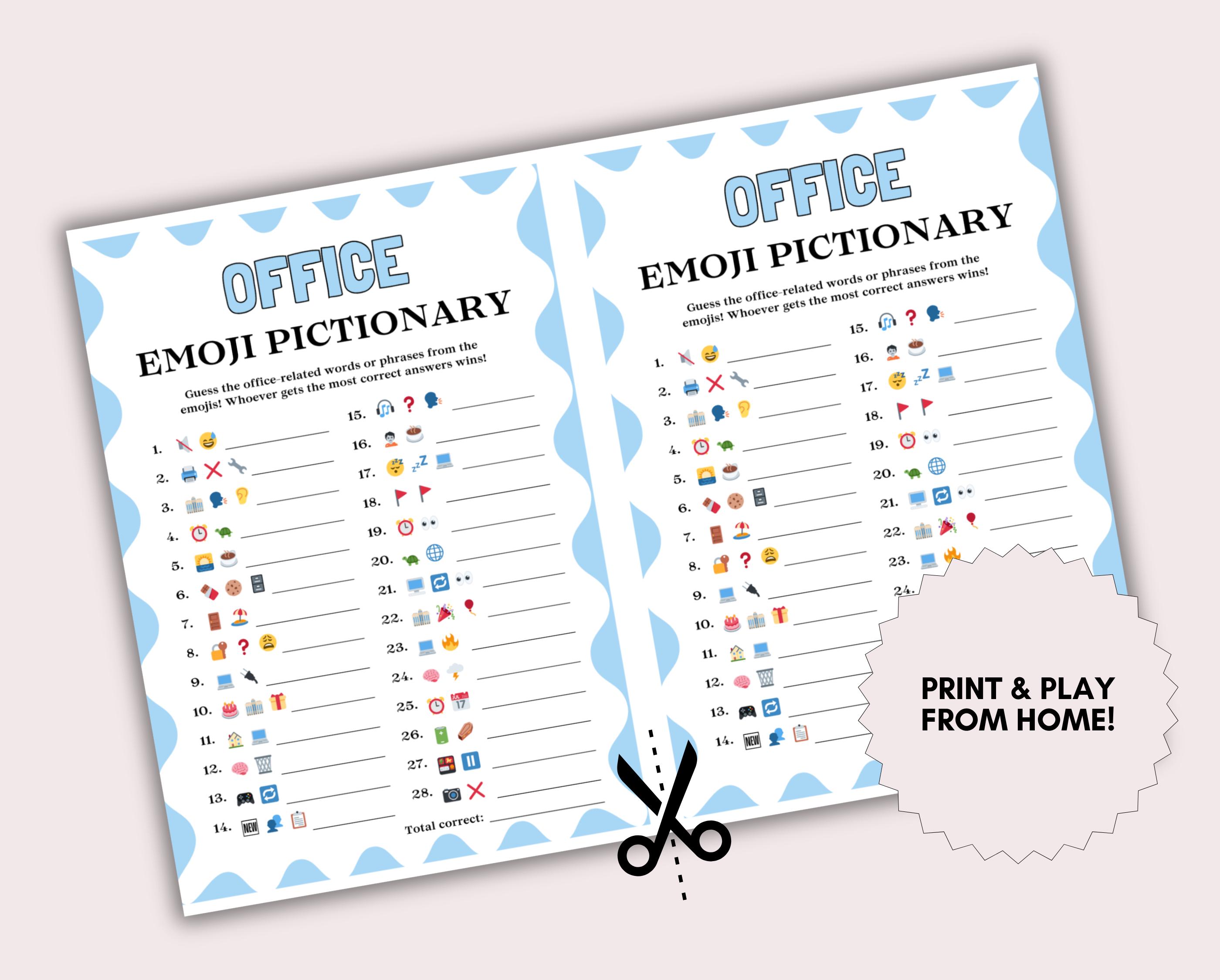 Team Building Activities for Office Emoji Pictionary Game, Team ...