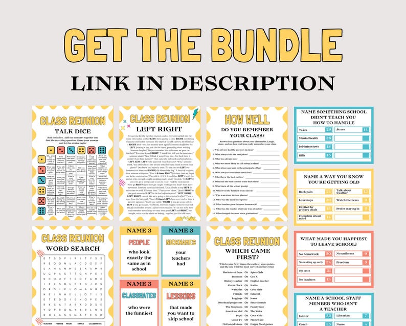 Class Reunion Games, High School Reunion Game, Printable Class Reunion ...