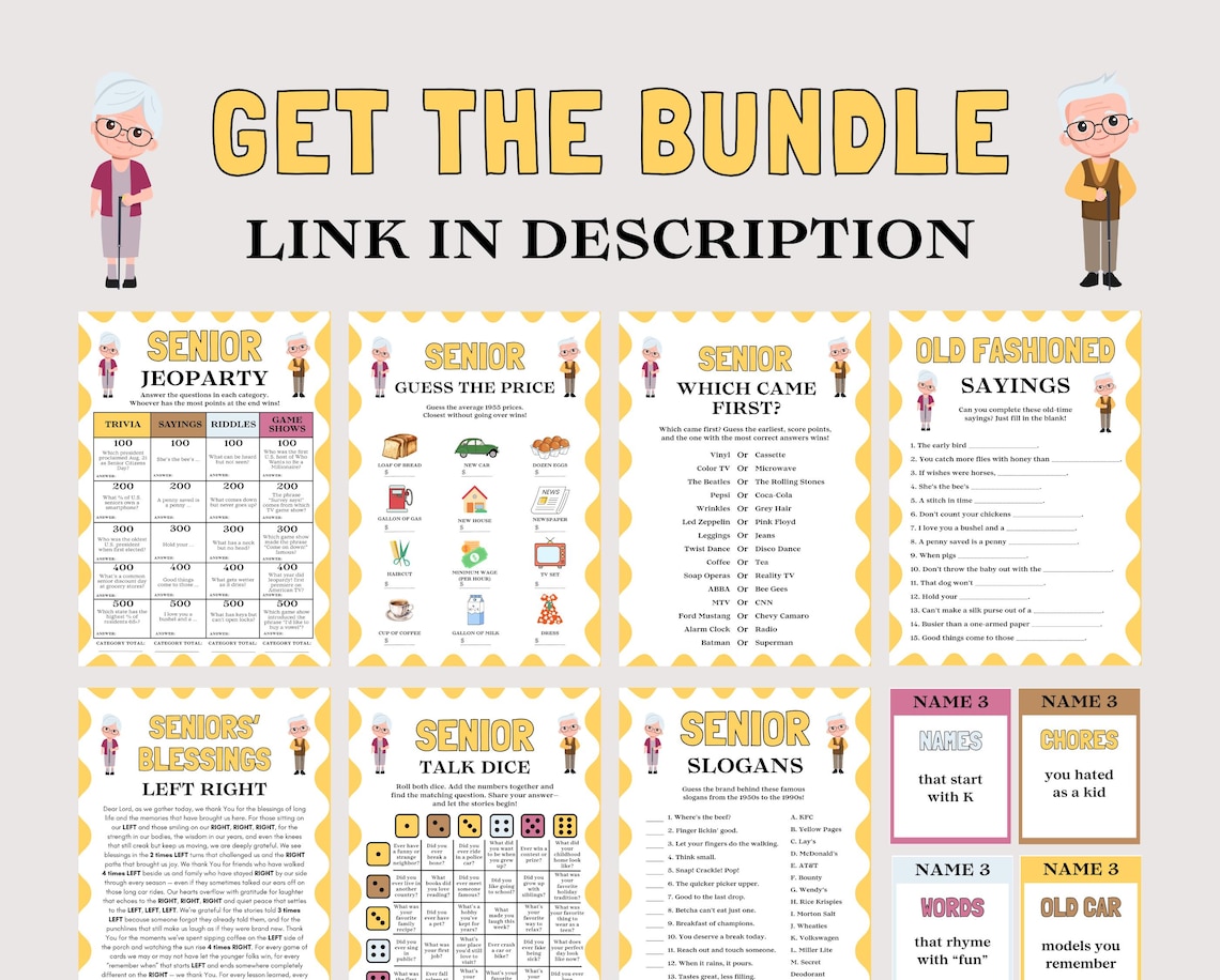 Senior Jeopardy Game, Fun Game for Seniors Group, Senior Riddles ...