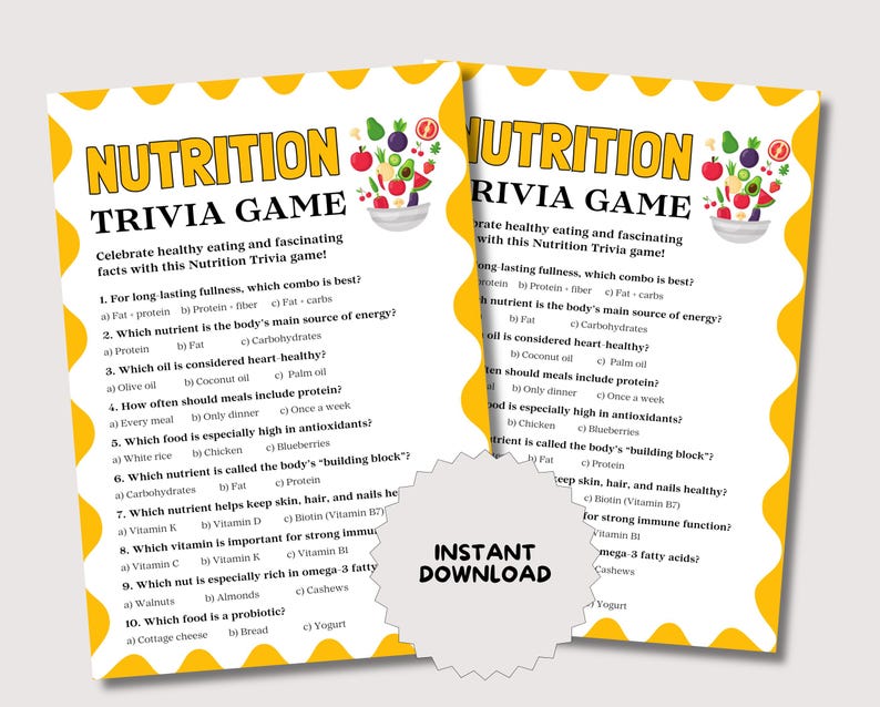 Nutrition Trivia Game, Fun Nutrition Game for Kids Adults Seniors ...
