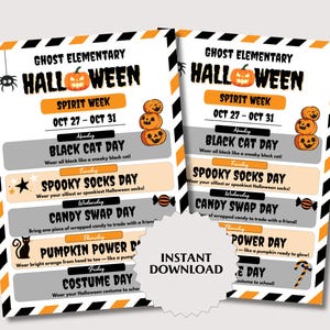 Halloween Spirit Week Flyer Editable in Canva, Autumn Fall School ...