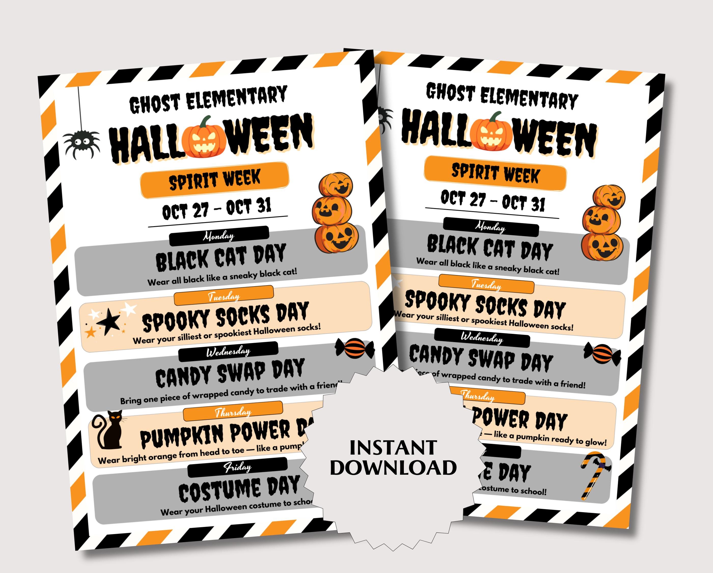 Halloween Spirit Week Flyer Editable in Canva, Autumn Fall School ...