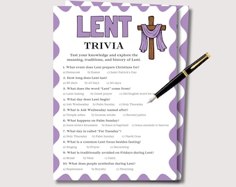 Lent Trivia Game, Fun Printable Lent Activity for Kids Adults, Ash ...