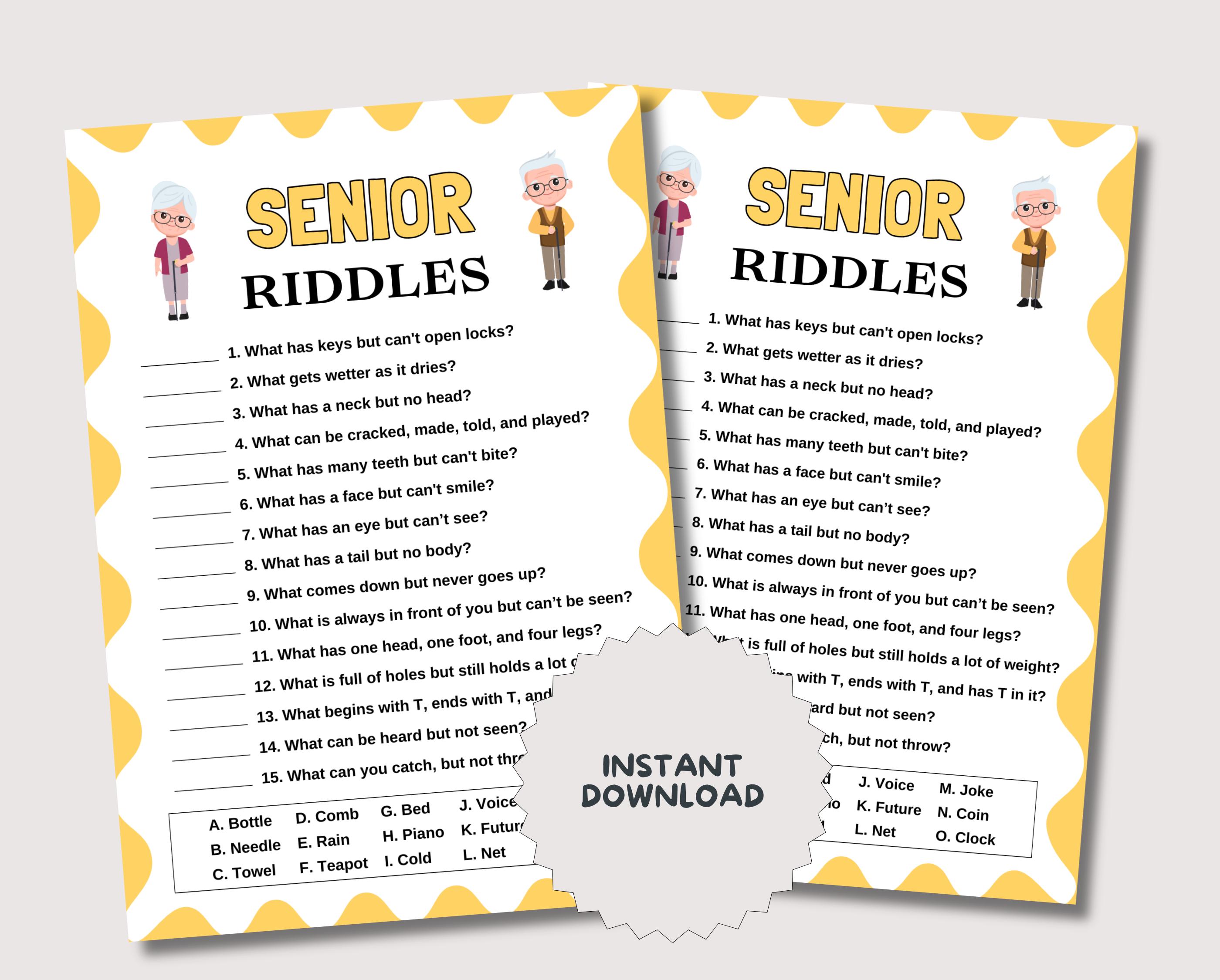 Riddles Games for Senior Citizens, Elderly Games for Elderly Icebreaker ...
