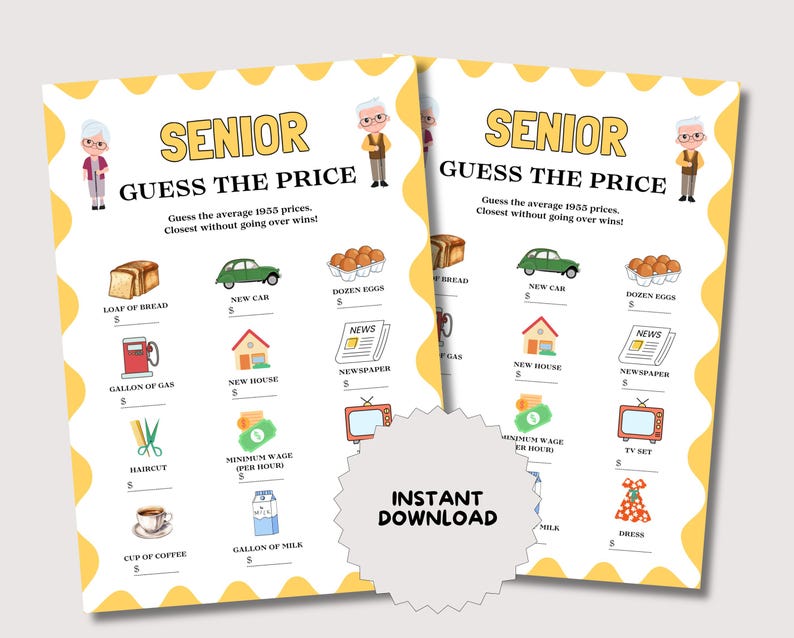 Games for Seniors Guess the Price, Games for Senior Citizens, Senior ...