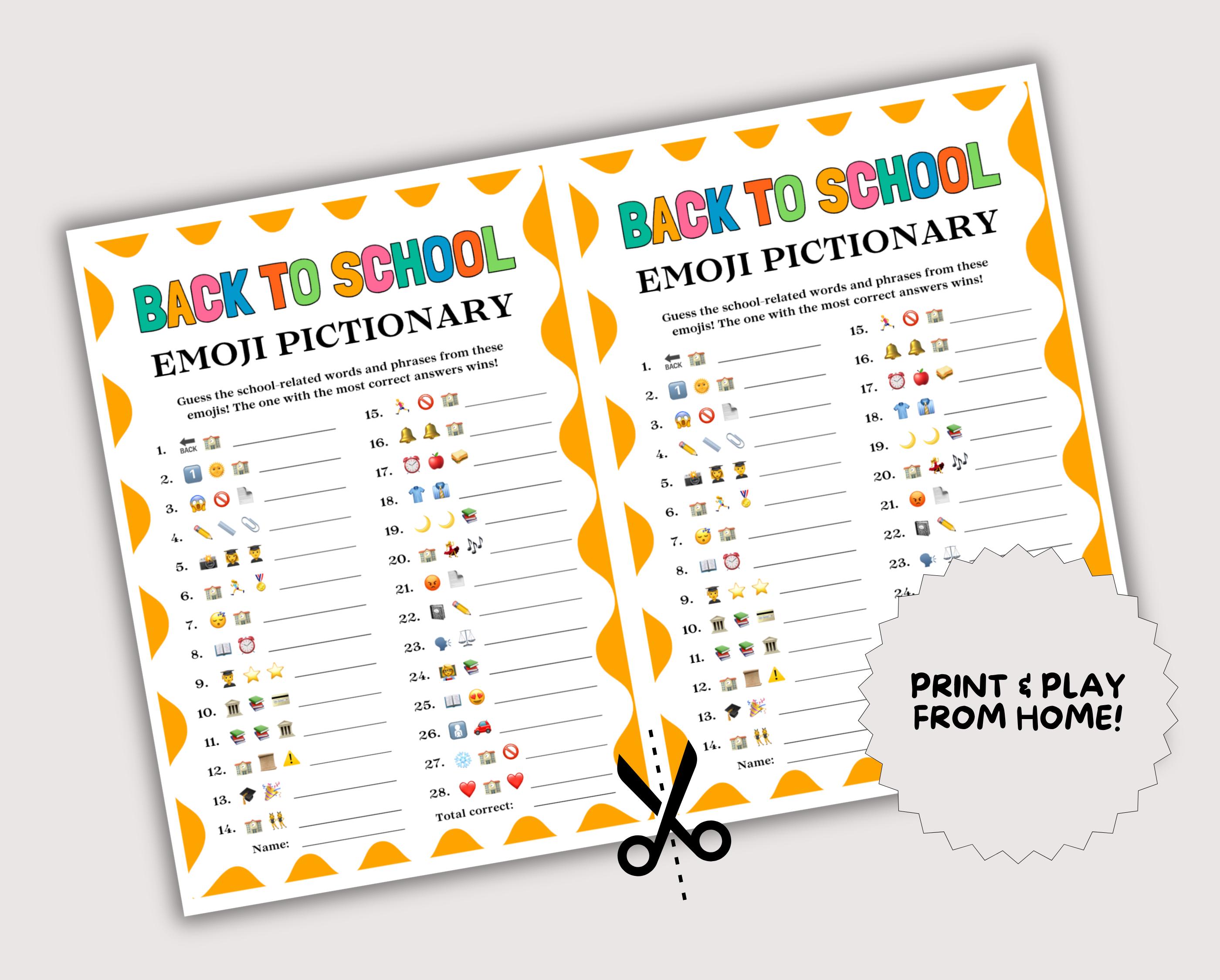 Back to School Emoji Game, Fun Back to School Game, Printable School ...
