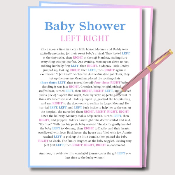 Left Right Baby Shower Game - Etsy