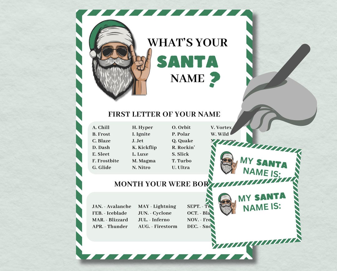 What's Your Santa Name Game, Funny Christmas Game for Kid, Christmas ...