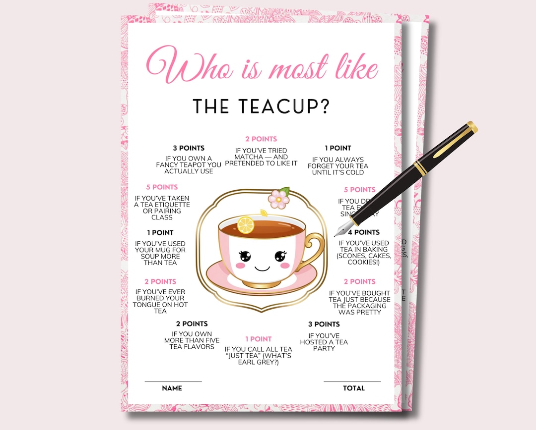 Tea Party Games, Who is Most Like the Teacup, Ladies Tea Party Games ...