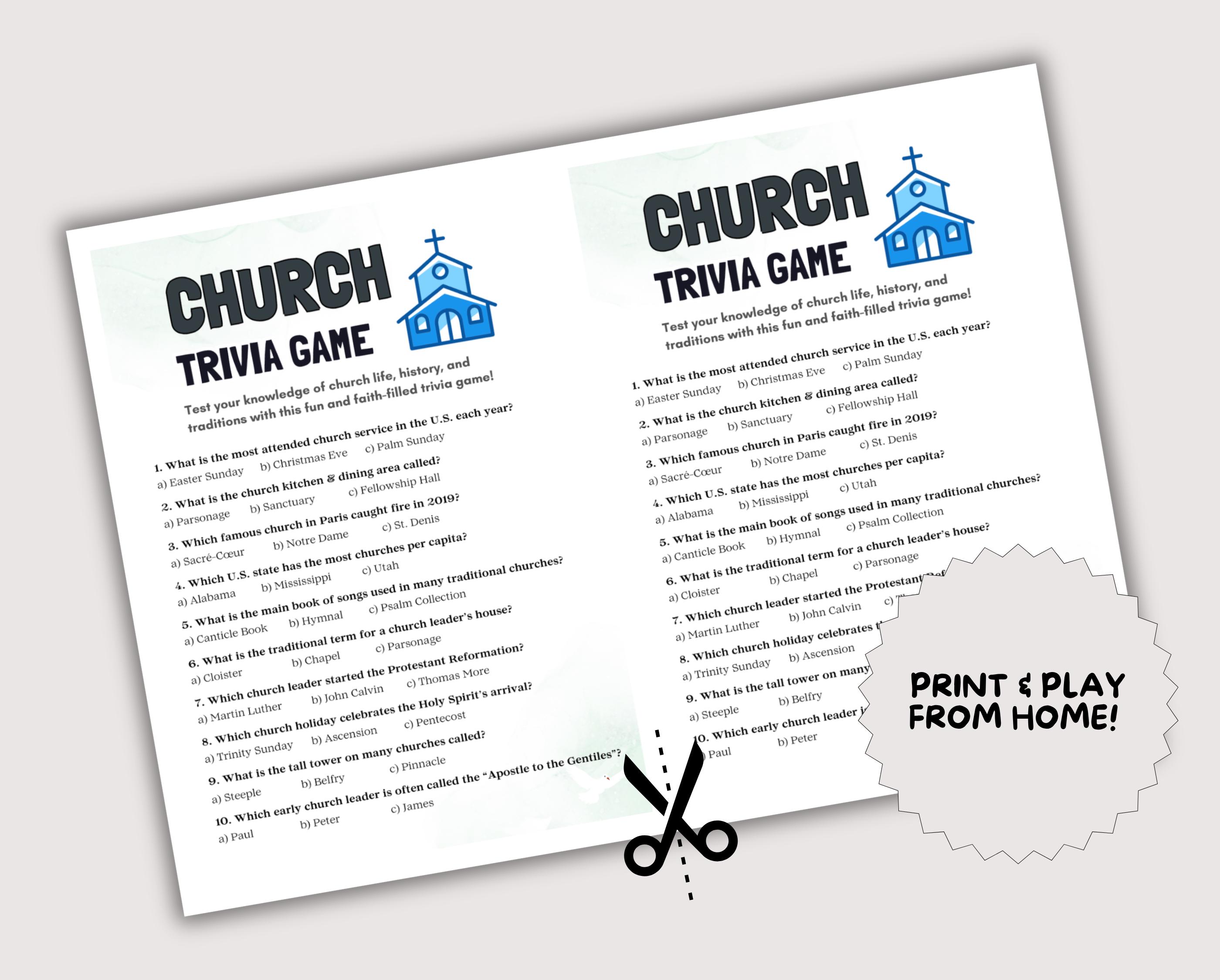 Church Trivia, Games for Church Games Printable, Church Activities ...
