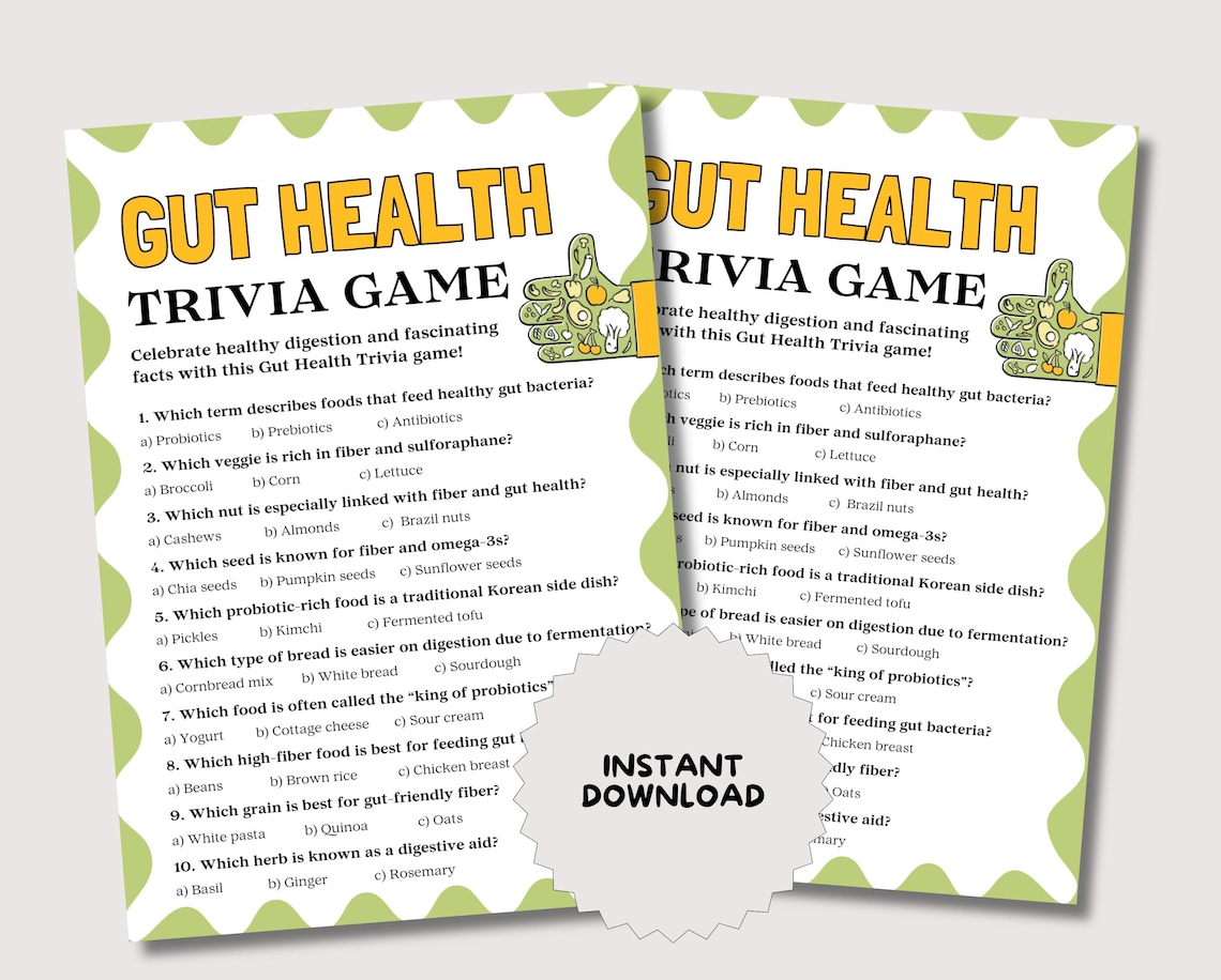 Gut Health Trivia Game, Fun Nutrition Game for Adults and Kids, Healthy ...