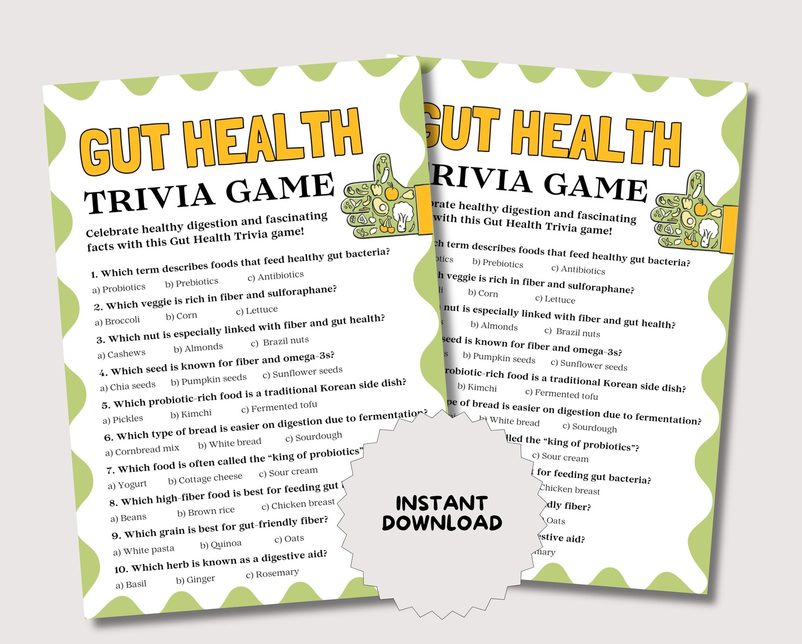 Gut Health Trivia Game, Fun Nutrition Game for Adults and Kids, Healthy ...