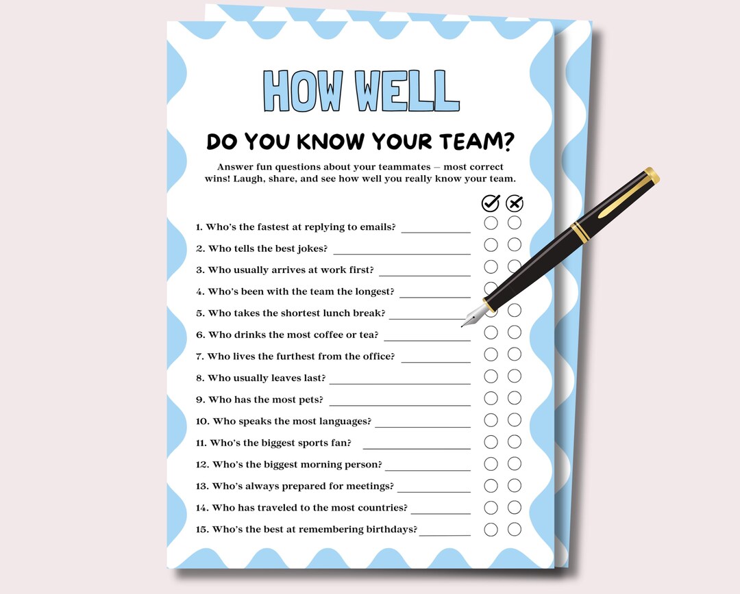 Team Building Games, How Well Do You Know Your Team, Team Building ...