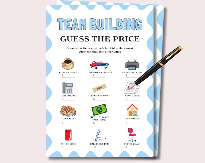 Team Building Activity Guess the Price, Printable Office Games, Work ...