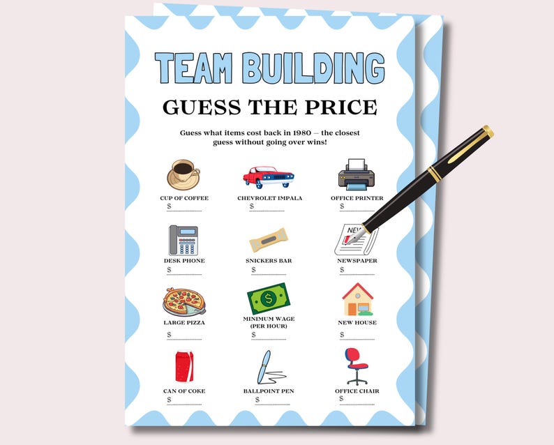 Team Building Activity Guess the Price, Printable Office Games, Work ...
