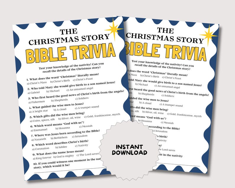 The Christmas Story Bible Trivia Game, Christian Christmas Game for ...