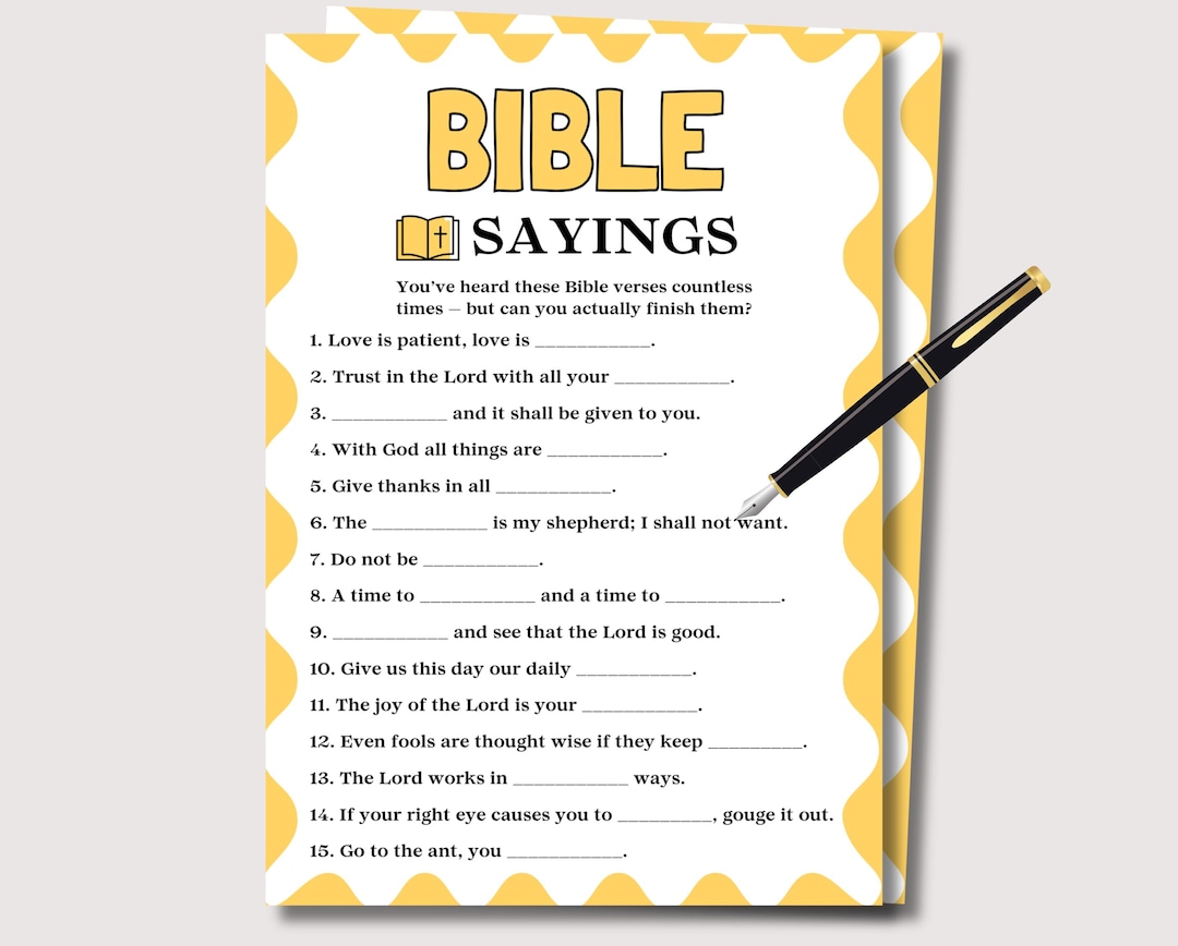 Bible Sayings Game, Fun Bible Trivia Quiz for Kids Adults, Sunday ...