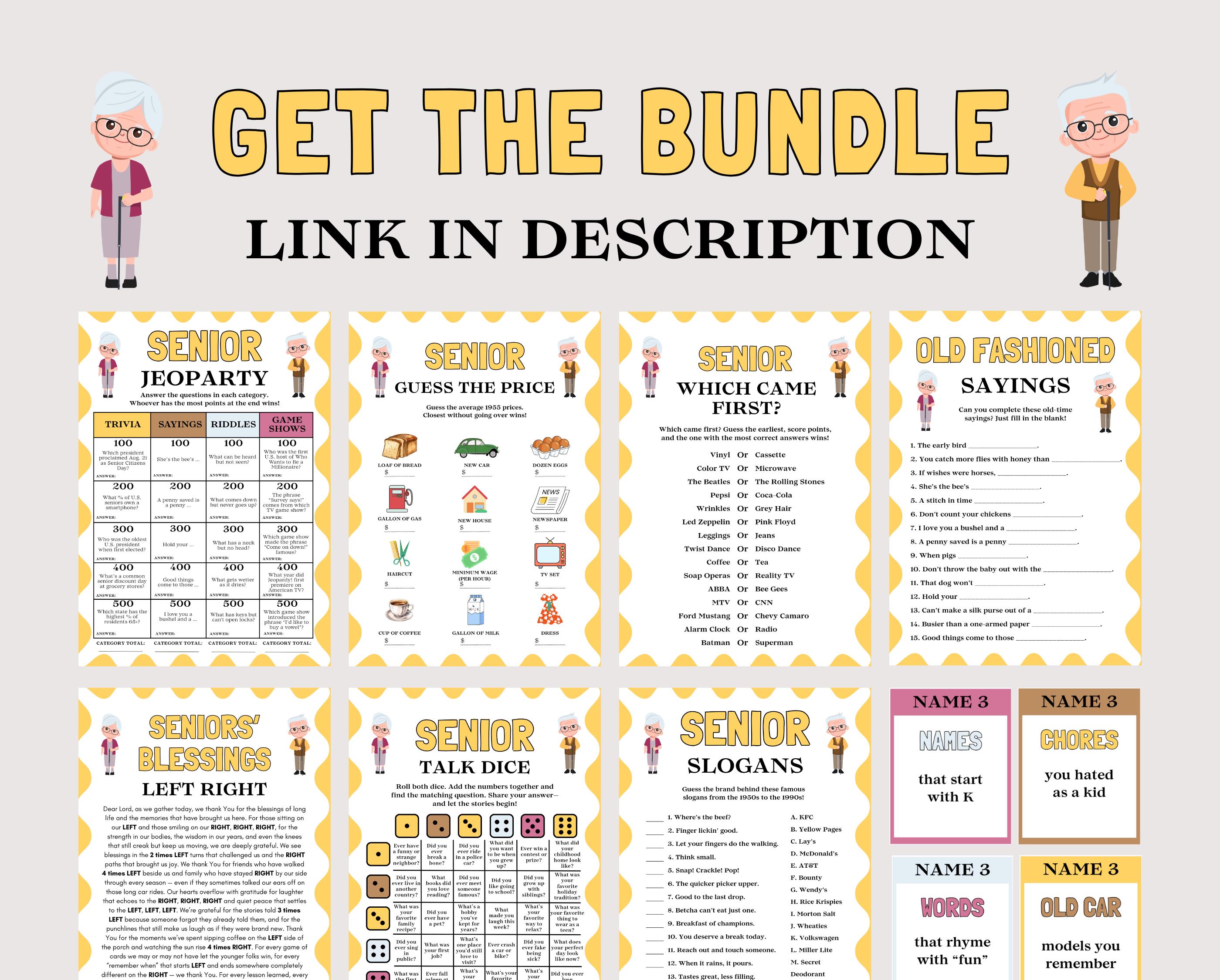 Senior Think Fast Senior Game, Fun Memory Games for Seniors Icebreaker ...