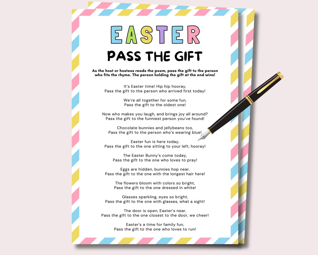 Pass the Prize Easter Game, Easter Pass the Gift, Easter Party Game ...