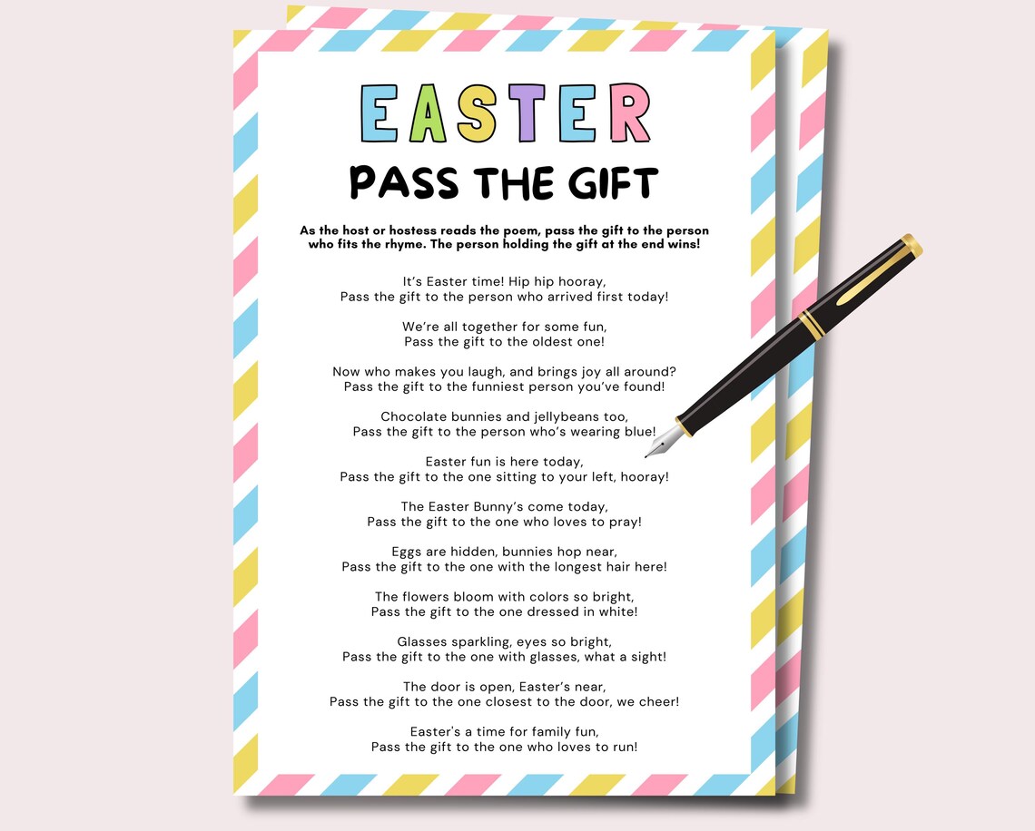 Pass the Prize Easter Game, Easter Pass the Gift, Easter Party Game ...