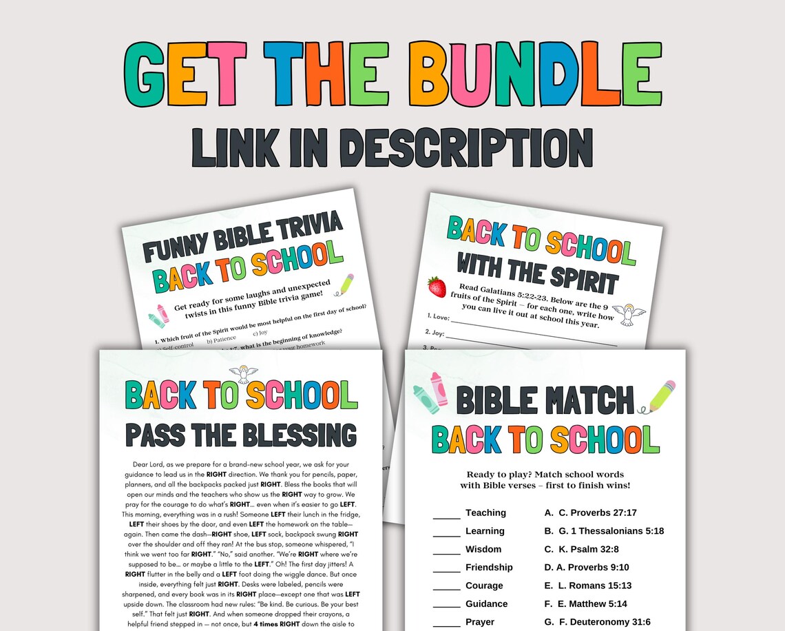 Bible Back to School Game, Christian Back to School Activities, Sunday ...