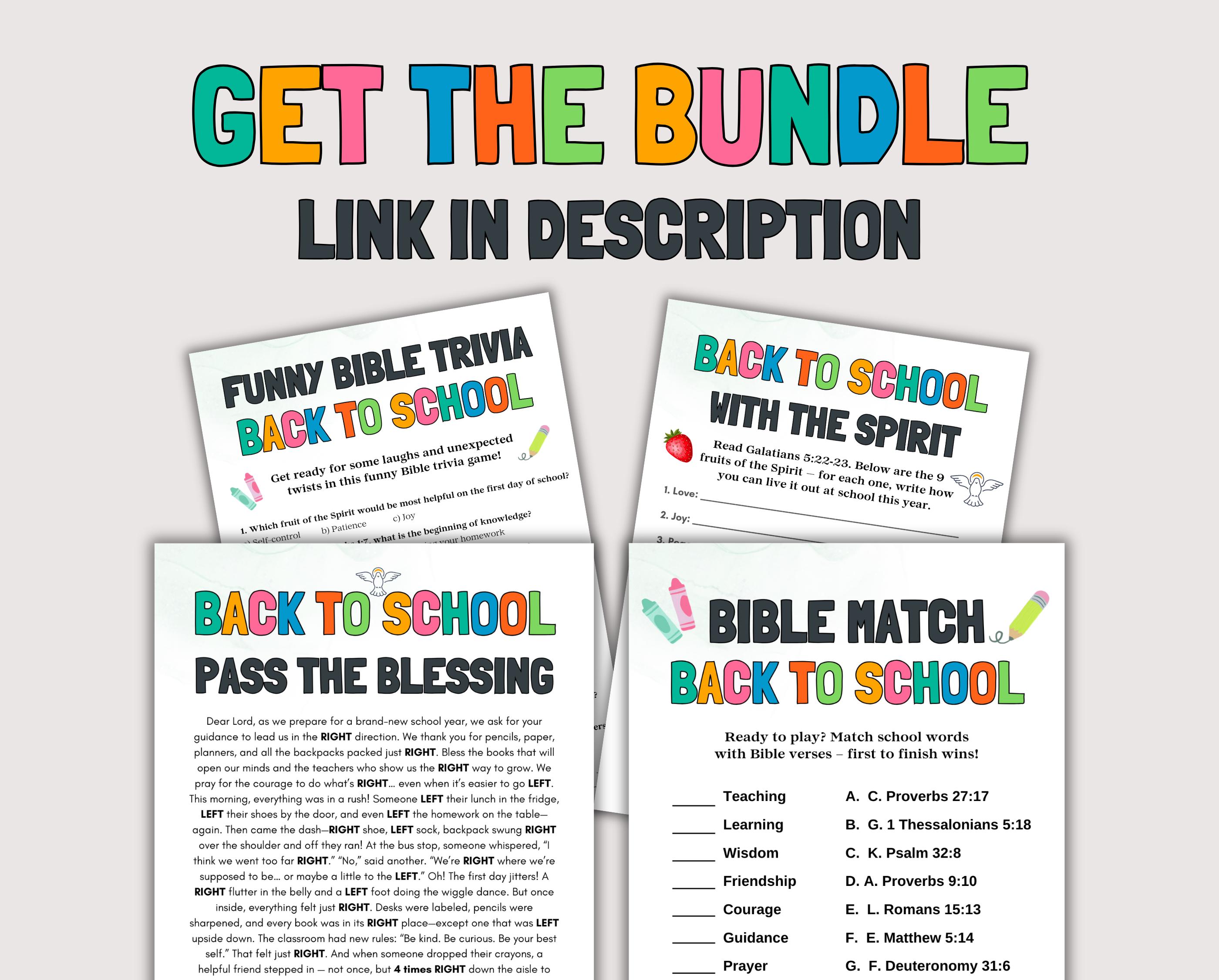 Bible Back to School Game, Christian Back to School Activities, Sunday ...