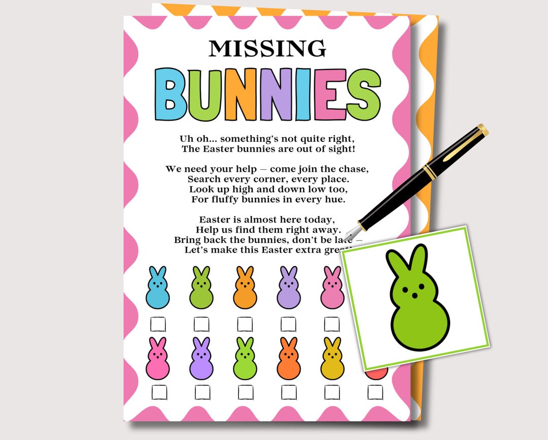 Bunnies Easter Scavenger Hunt Game, Fun Easter Treasure Hunt for Kids ...