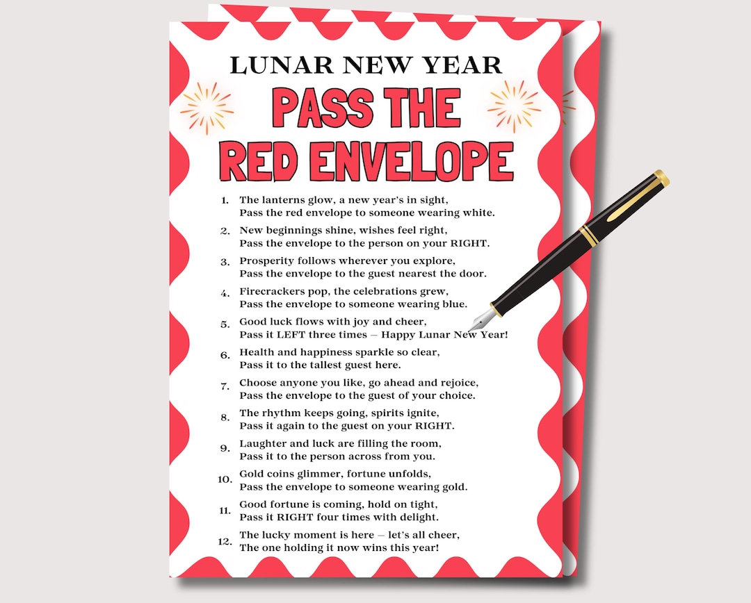 Lunar New Year Pass the Red Envelope Game, Fun Lunar New Year Game for ...