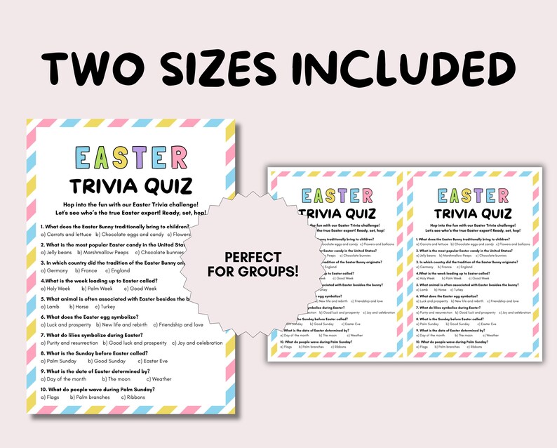 Easter Games, Easter Trivia Game, Easter Party Game, Printable Easter ...