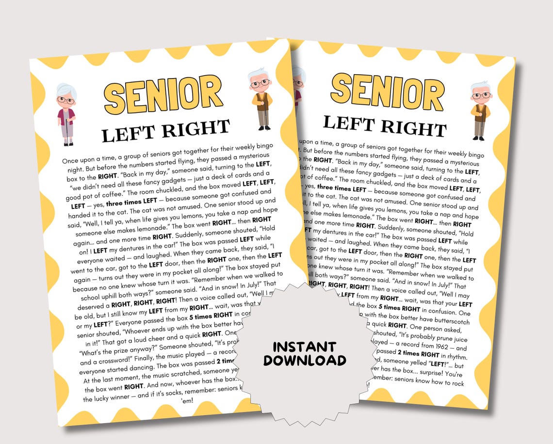 Senior Left Right Game, Games for Seniors, Senior Games, Games for ...