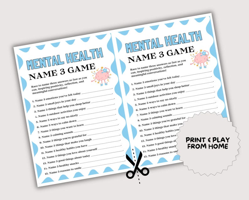 Mental Health Name 3 Game, Mental Health Game for Adults and Teen ...