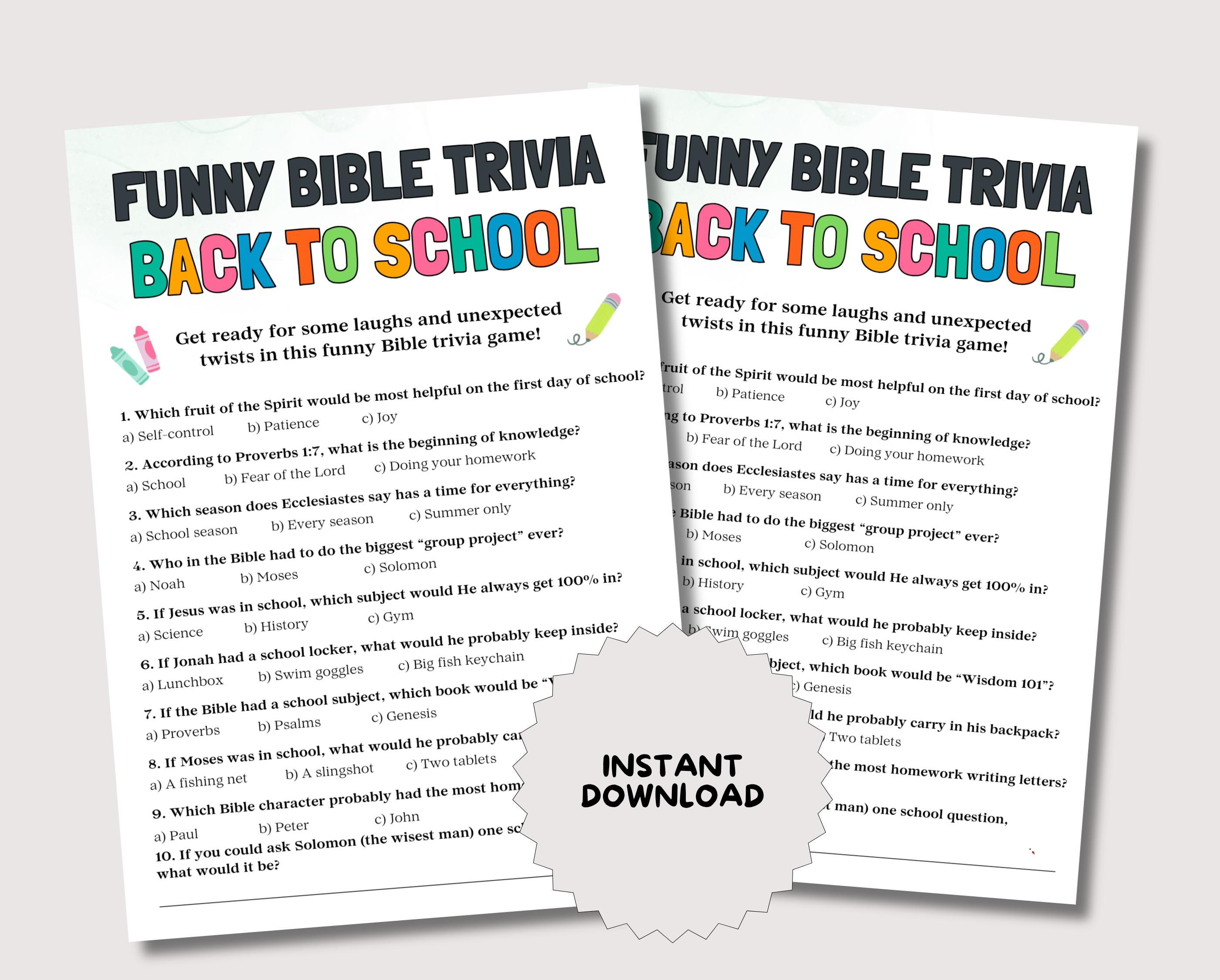 Bible Back to School Game Printable, Christian Back to School ...