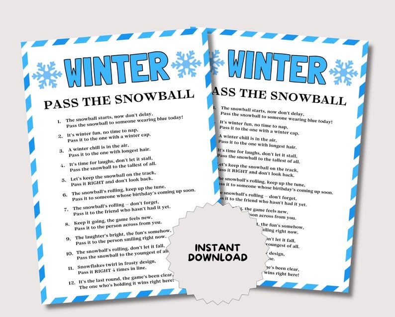 Pass the Snowball, Fun Winter Pass the Prize Game for Kids Adults ...