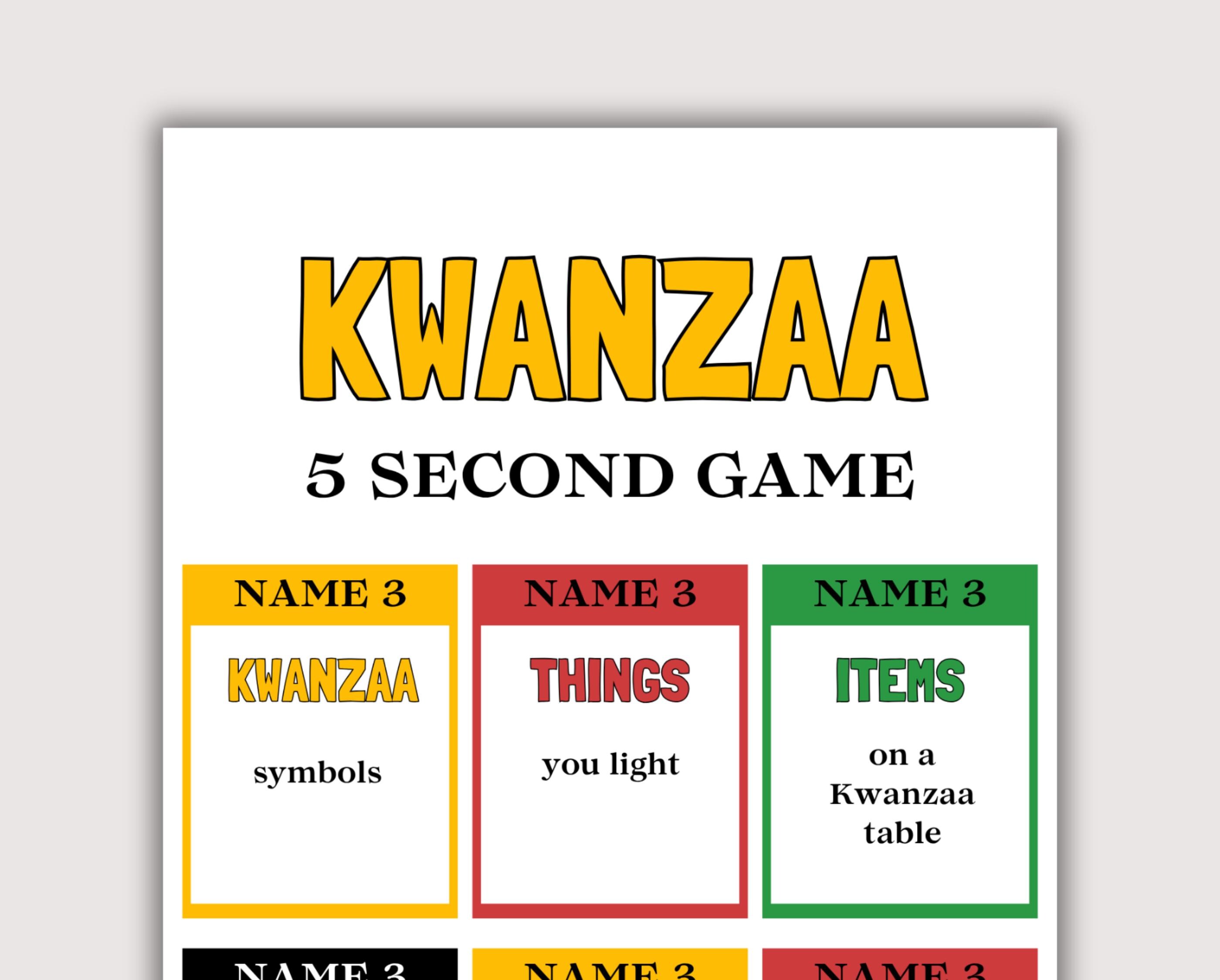 Kwanzaa 5 Second Game, Fun Printable Kwanzaa Game for Adults Kids ...