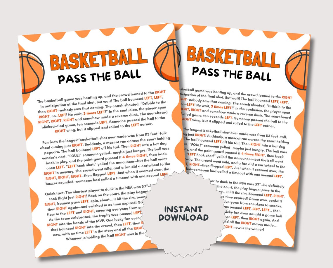 Basketball Left Right Game, Pass the Ball Basketball Games, Printable ...